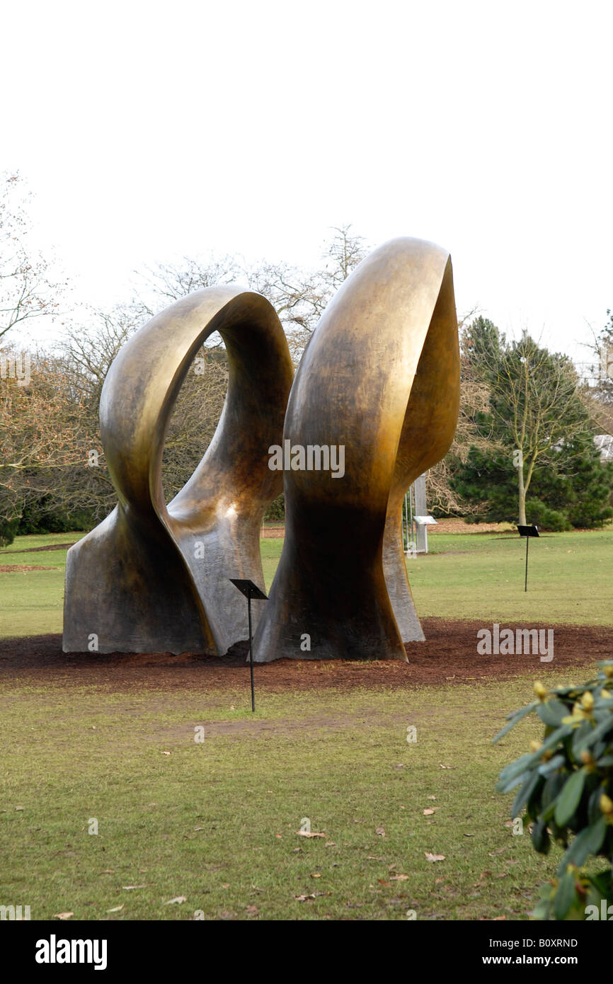 Henry Moore metal bronze sculpture of two bronze ovals completed in ...