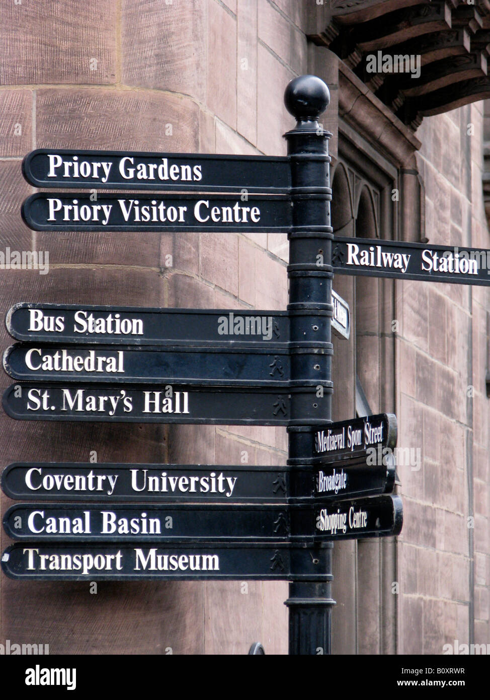 signpost in city centre, United Kingdom, England, Coventry Stock Photo ...