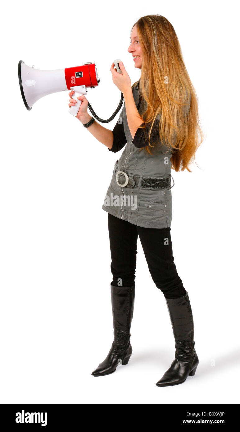 Women with megaphones hi-res stock photography and images - Alamy