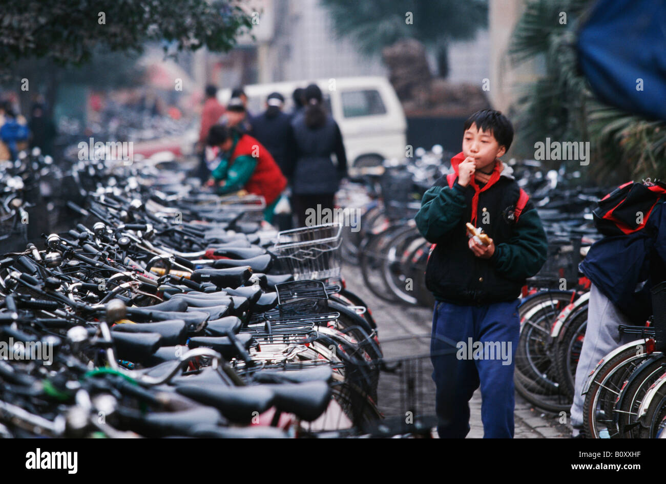 parked bikes, China, Sichuan, Chengdu Stock Photo - Alamy