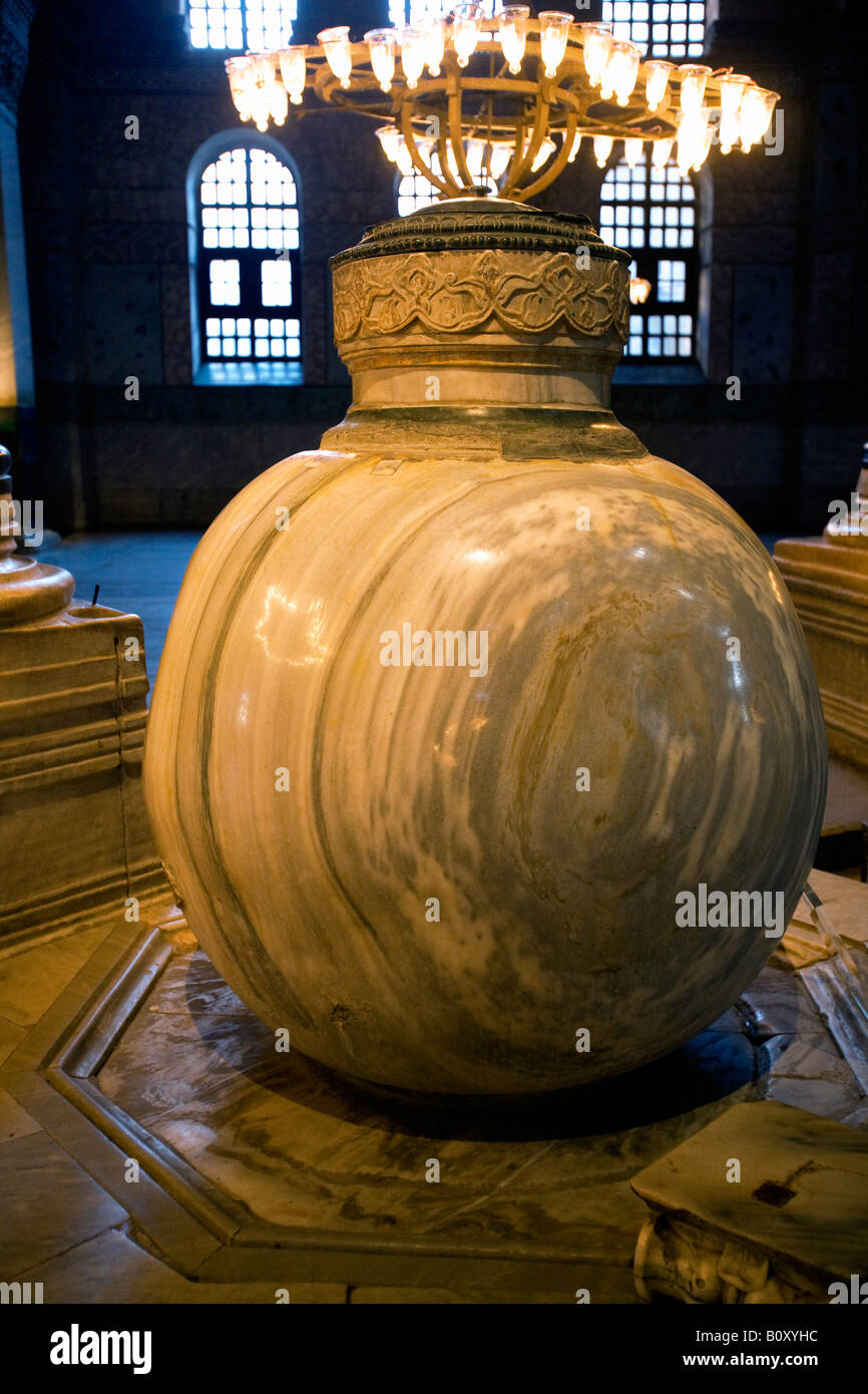 Marble urn in the Hagia sophia mosque in istanbul Stock Photo - Alamy