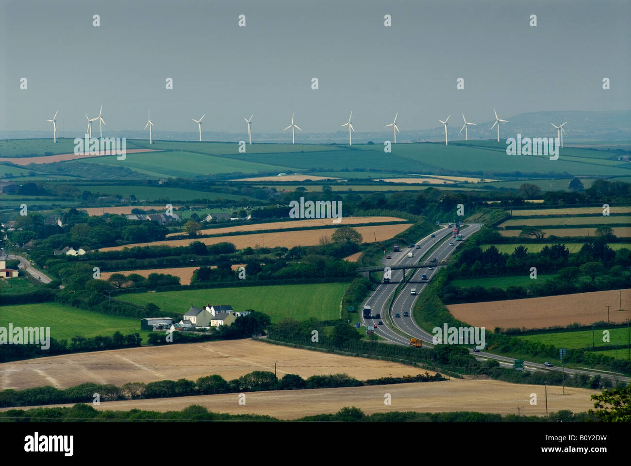 The Four Burrows Wind farm NW of Truro on the A30 in Cornwall Britain ...