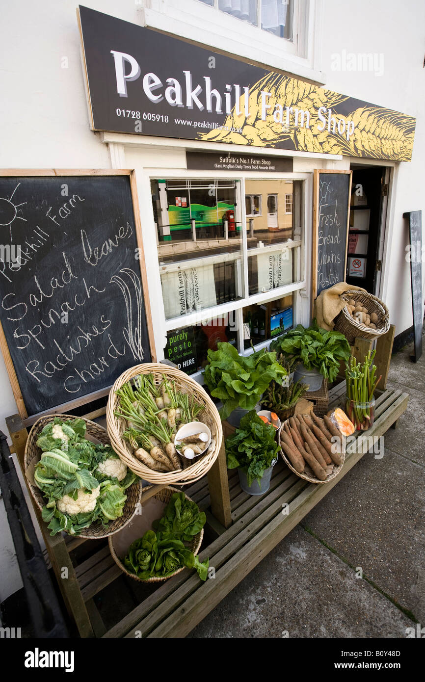 UK England Suffolk Saxmundham High Street organic vegetables outside ...