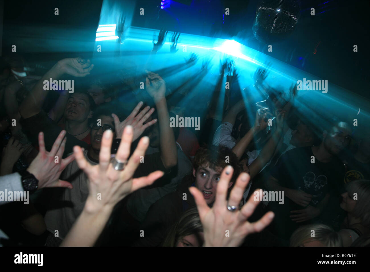 Clubbers dancing and a laser lights closing party at Turnmills, The ...