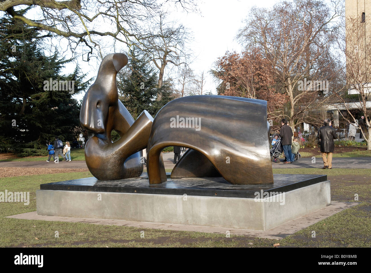 Henry Moore metal bronze sculpture in three pieces of a reclining ...