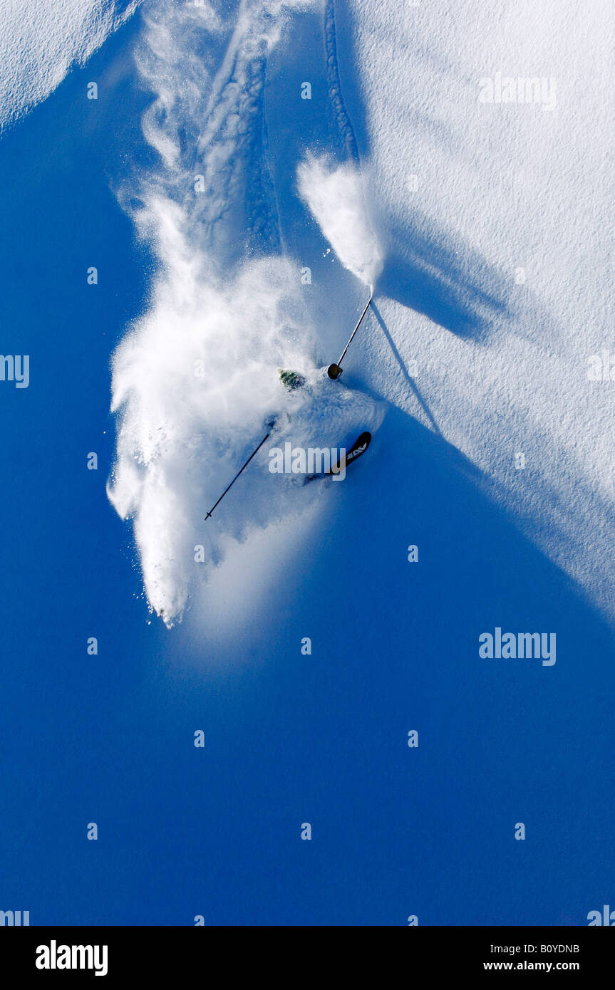 skier in deep powder snow, France, Alps Stock Photo - Alamy