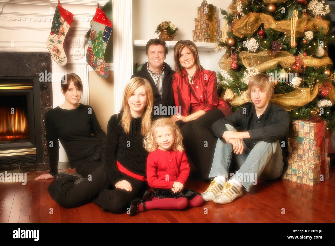 Family Christmas portrait Stock Photo - Alamy