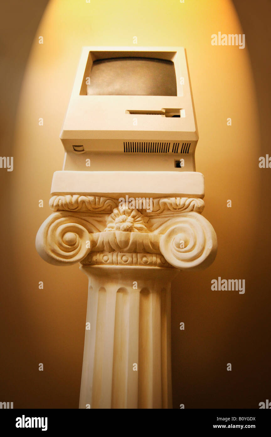 Computer monitor on pillar Stock Photo - Alamy