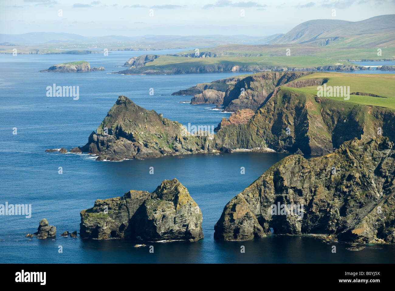 The coast of Shetland from Fitful Head, near Sumburgh, Shetland Islands ...