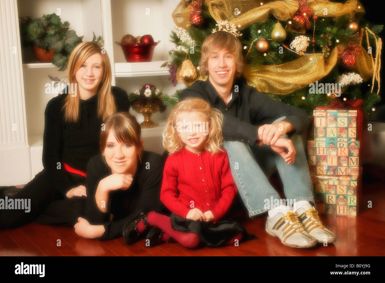 Family Christmas portrait Stock Photo - Alamy