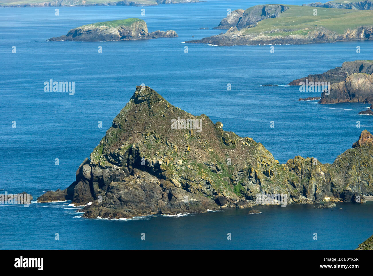 The coast of Shetland from Fitful Head, near Sumburgh, Shetland Islands ...