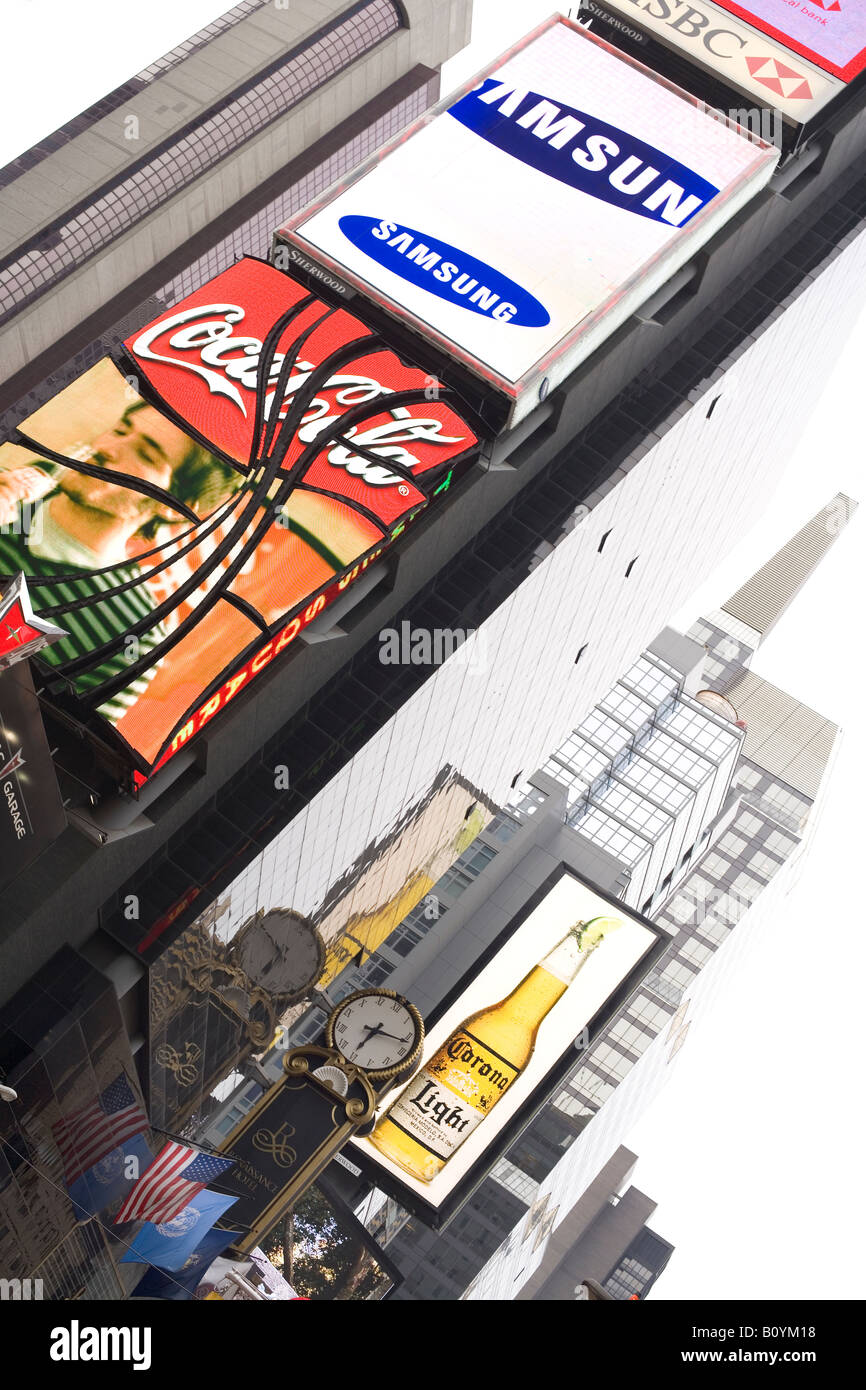 Times Square buildings advertising billboards and electronic screens ...