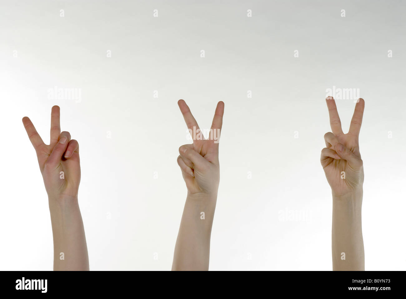 Hands, fingers, making victory sign Stock Photo - Alamy