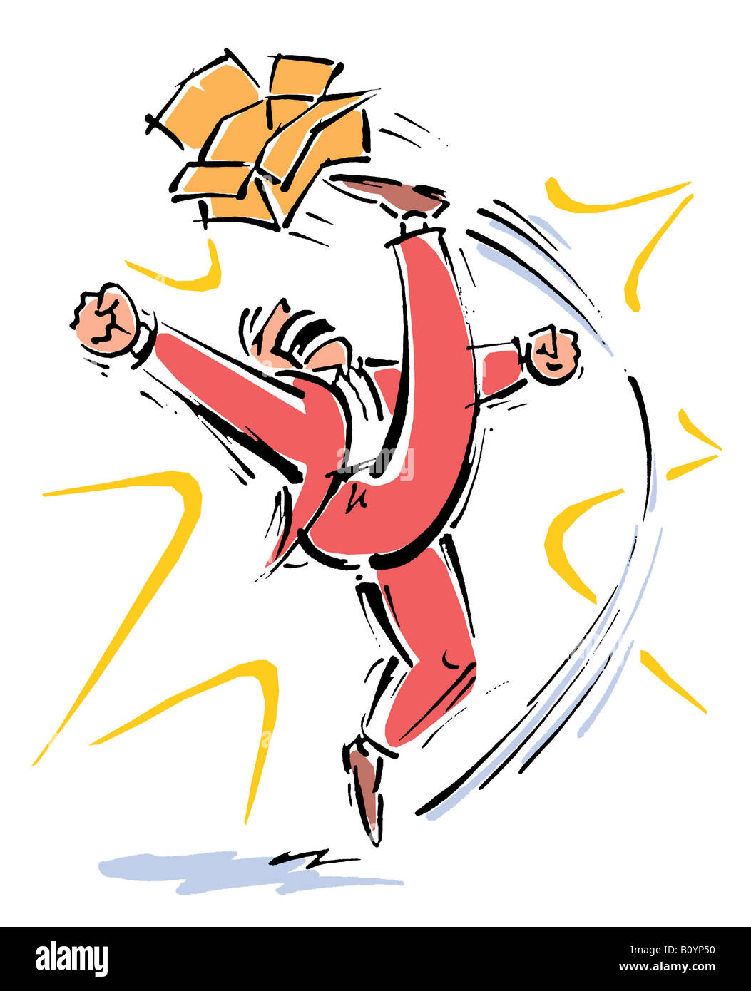 Angry man kicking box Stock Photo - Alamy