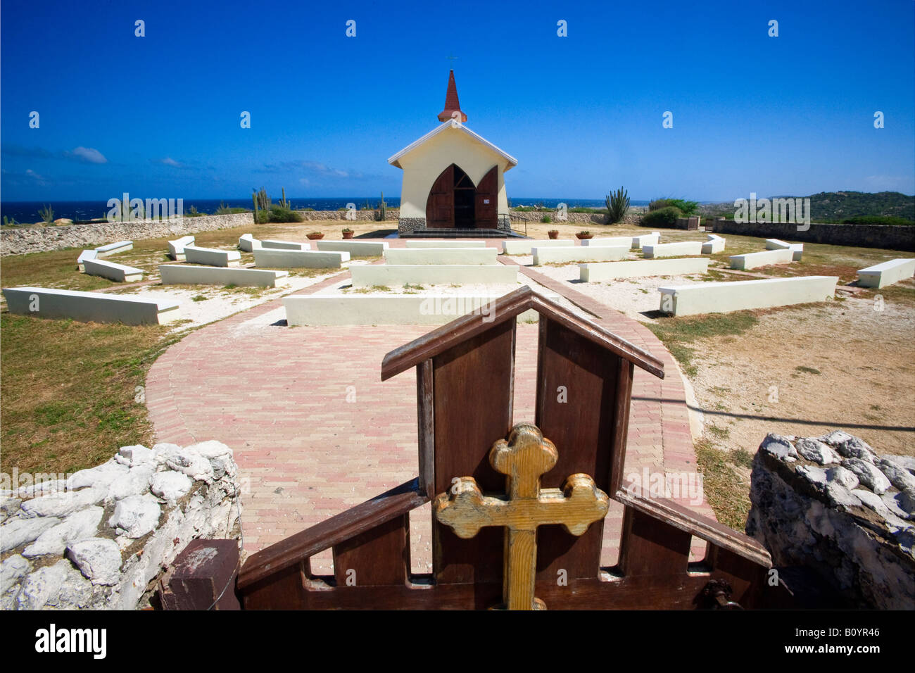 Entrance View of a Catholic Church Church Alto Vista Aruba Stock Photo ...