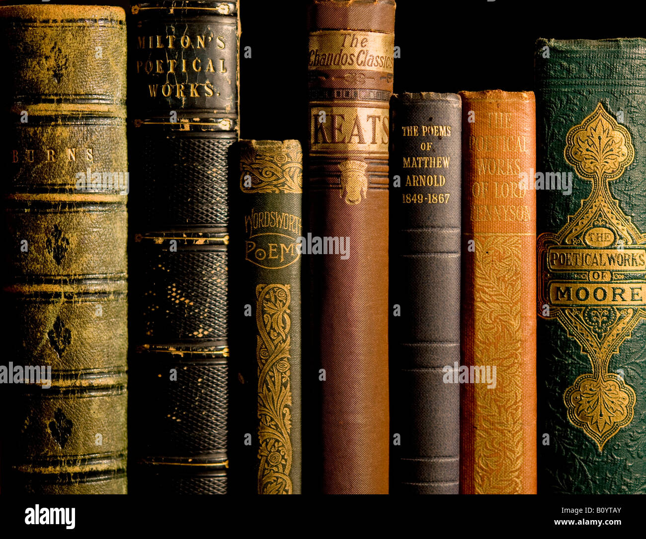 Old Antiquarian Poetry Books Stock Photo - Alamy
