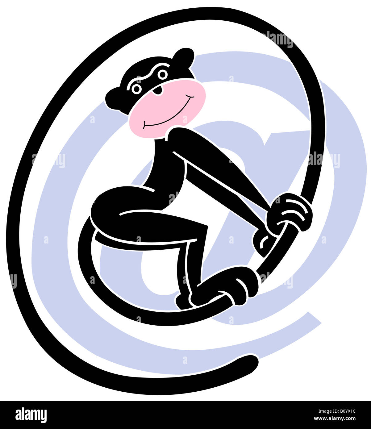 Monkey forming "at" symbol Stock Photo - Alamy