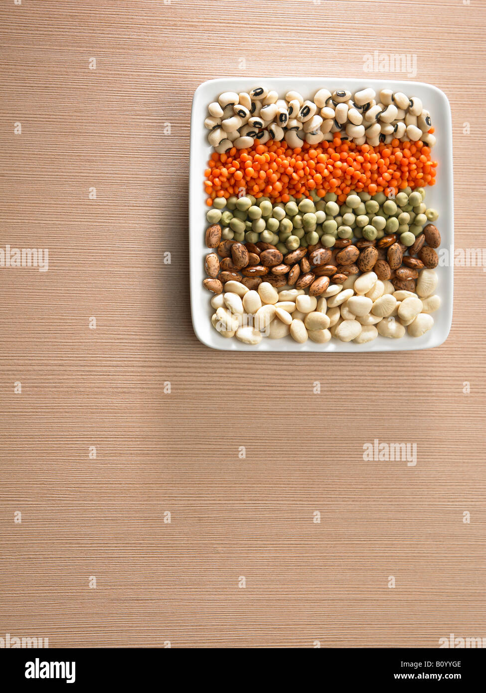 top view of a plate of beans with arrangement Stock Photo - Alamy