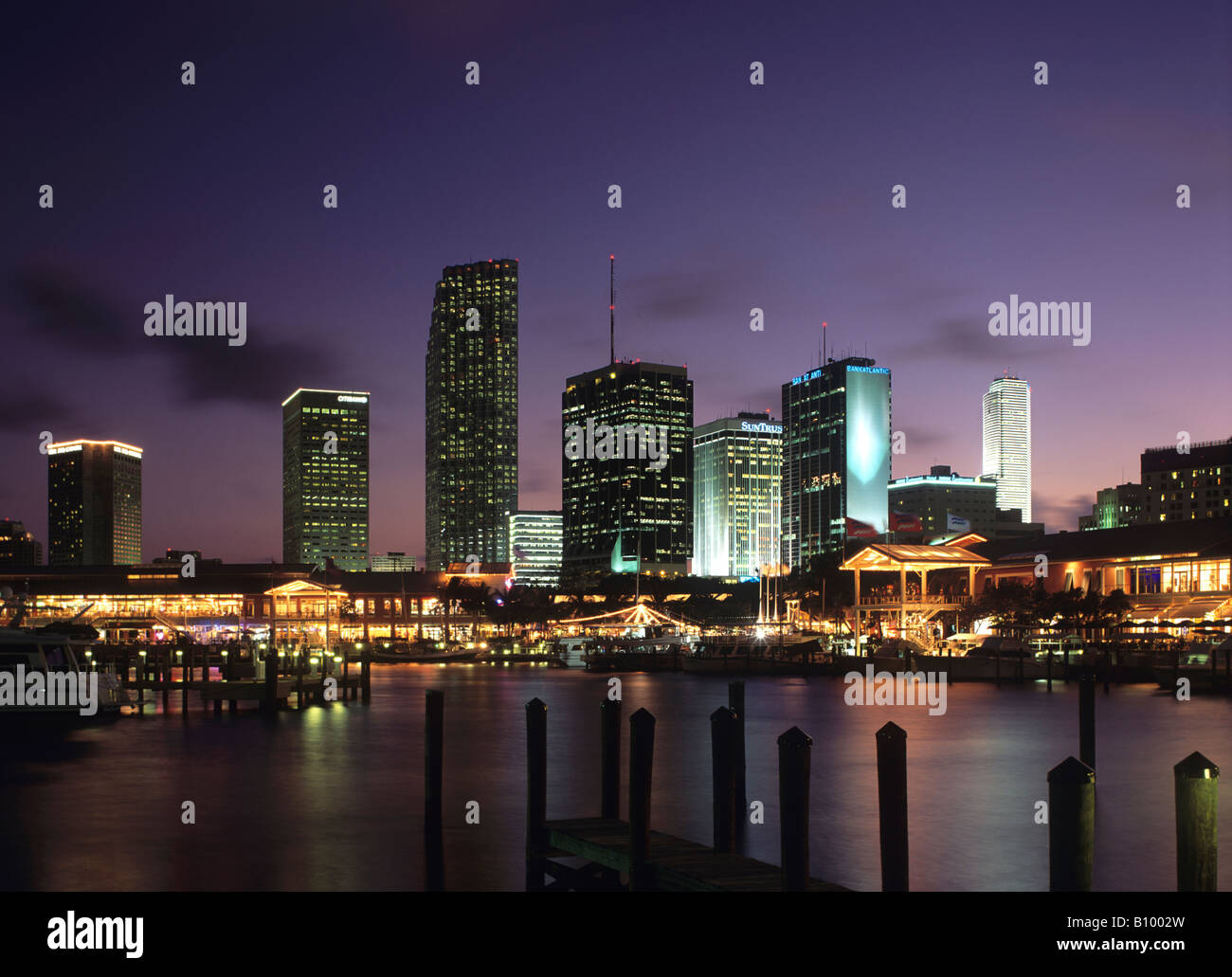 Miami skyline at night,Florida,USA Stock Photo - Alamy
