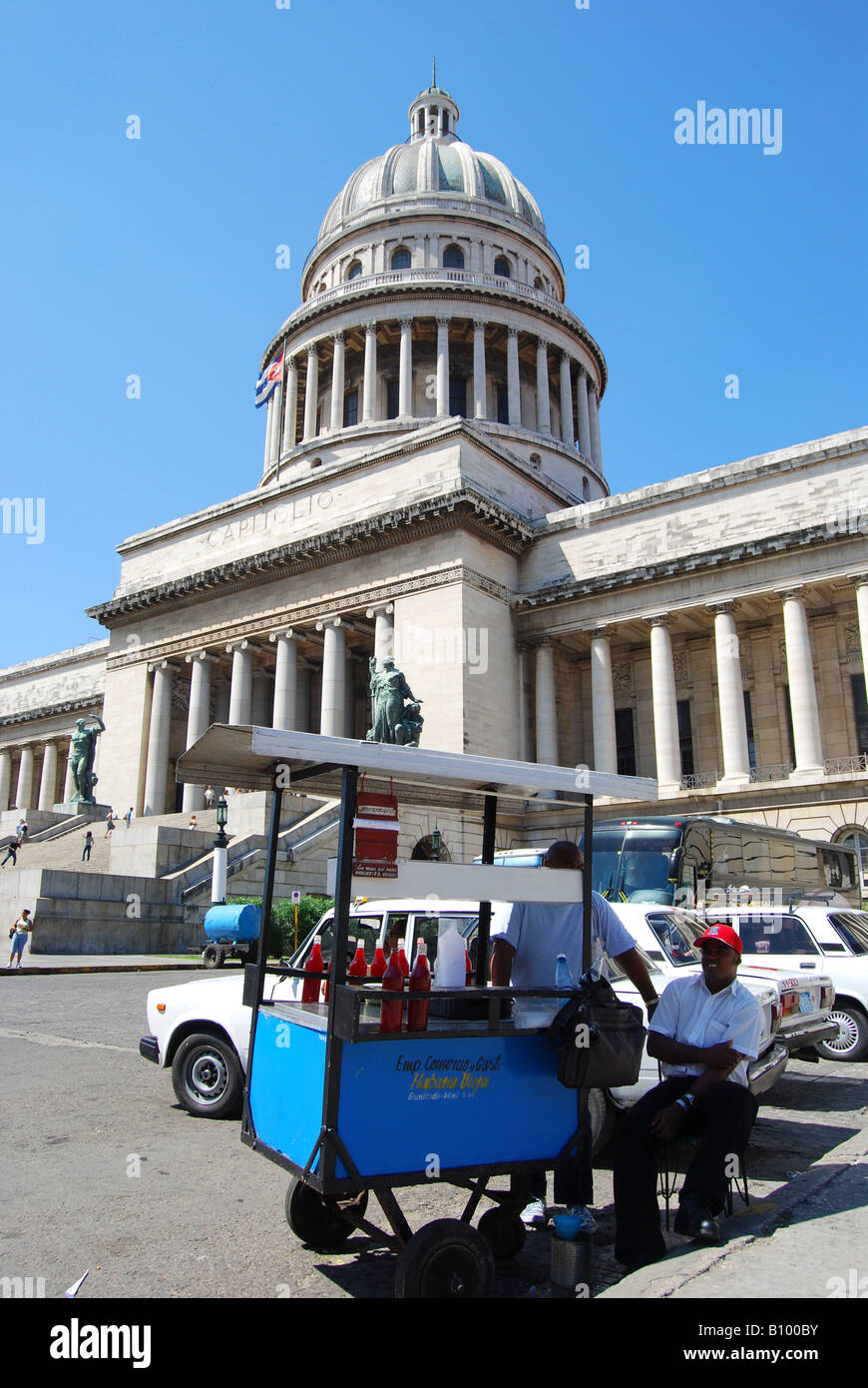 Drink stand outside the Capitolio Nacional the seat of the Cuban ...