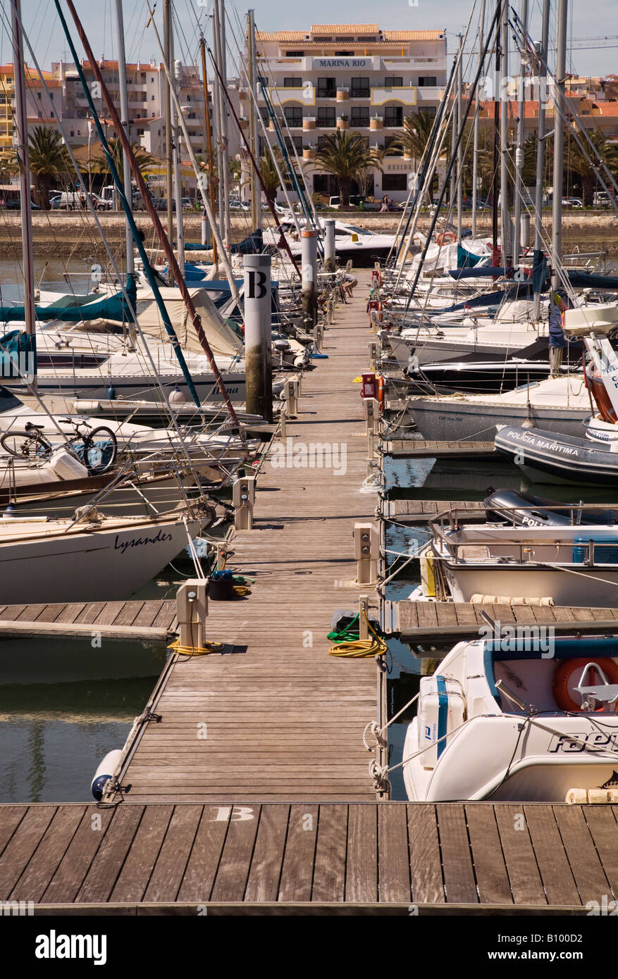 Yachts moored at jetty,Lagos,Algarve,Portugal Stock Photo - Alamy