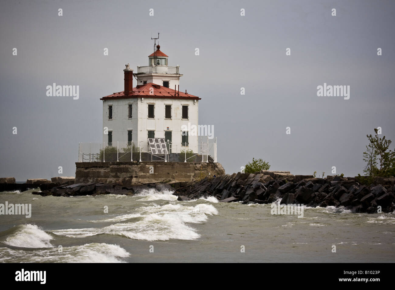 Ohio lighthouse on overcast day Stock Photo - Alamy