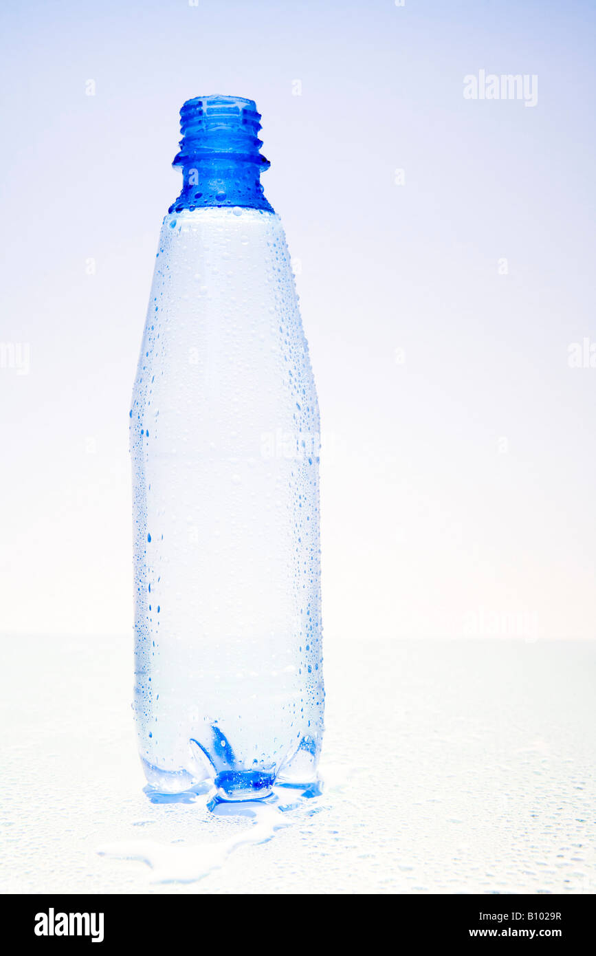 Wet plastic water bottle with water drops Stock Photo - Alamy