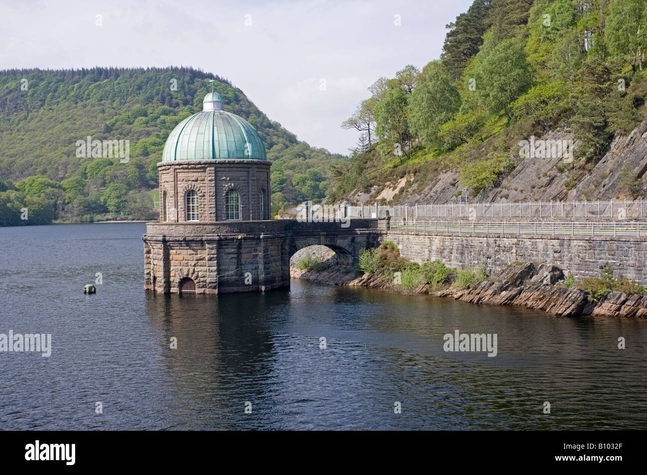 Foel tower Garreg ddu Welsh water reservoir Elan Valley Powys Wales UK ...