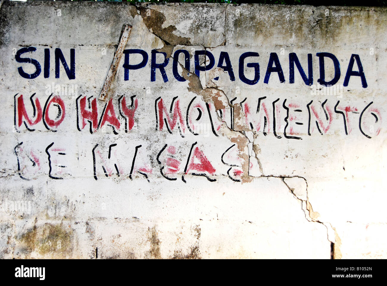 Graffiti saying without propaganda there is no mass movement in Vinales ...