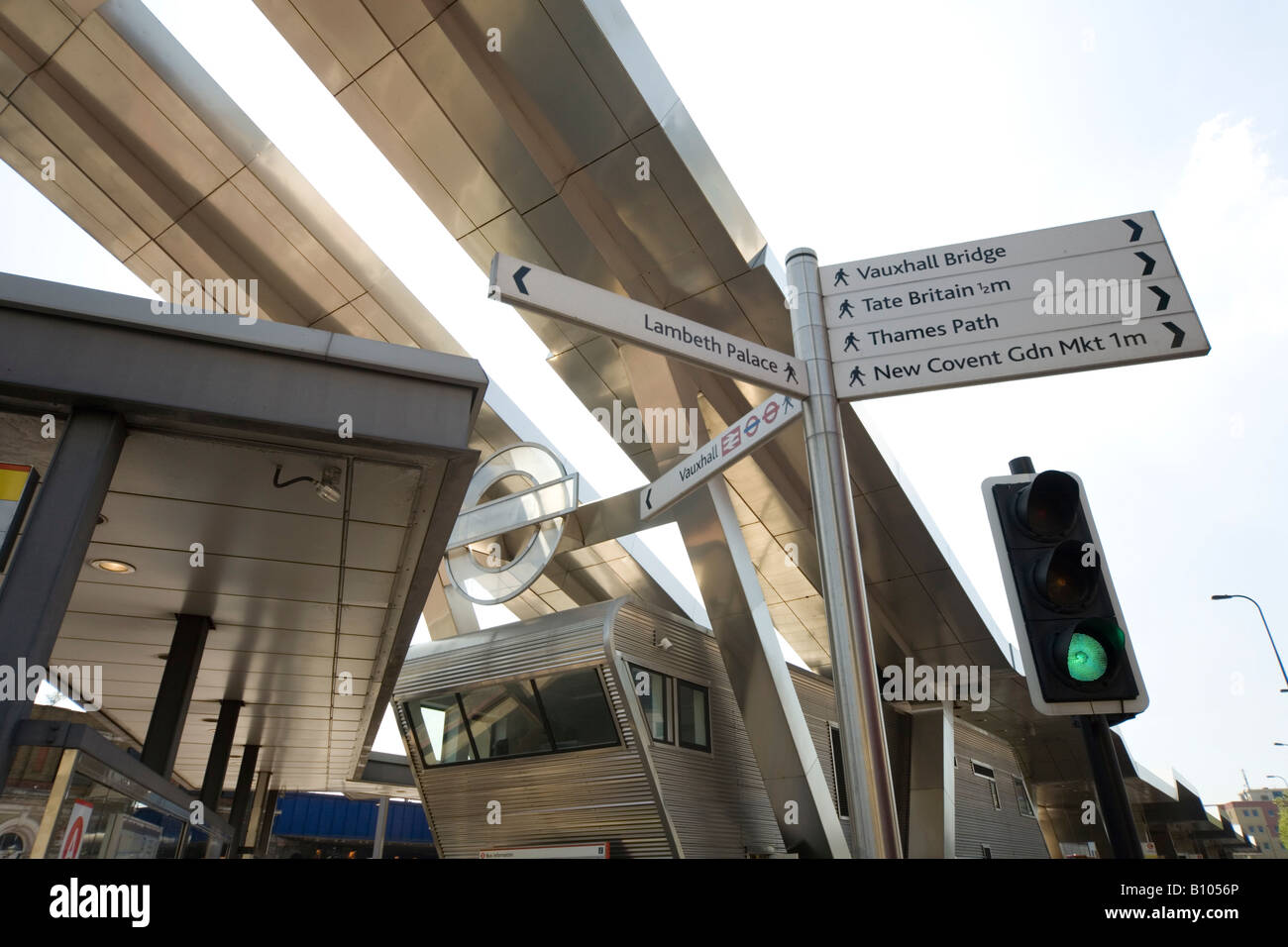 Direction sign at Vauxhall Cross bus station London uk Stock Photo - Alamy
