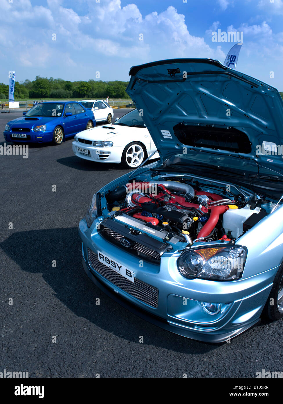 Under the hood of Subaru Impreza turbo Stock Photo - Alamy