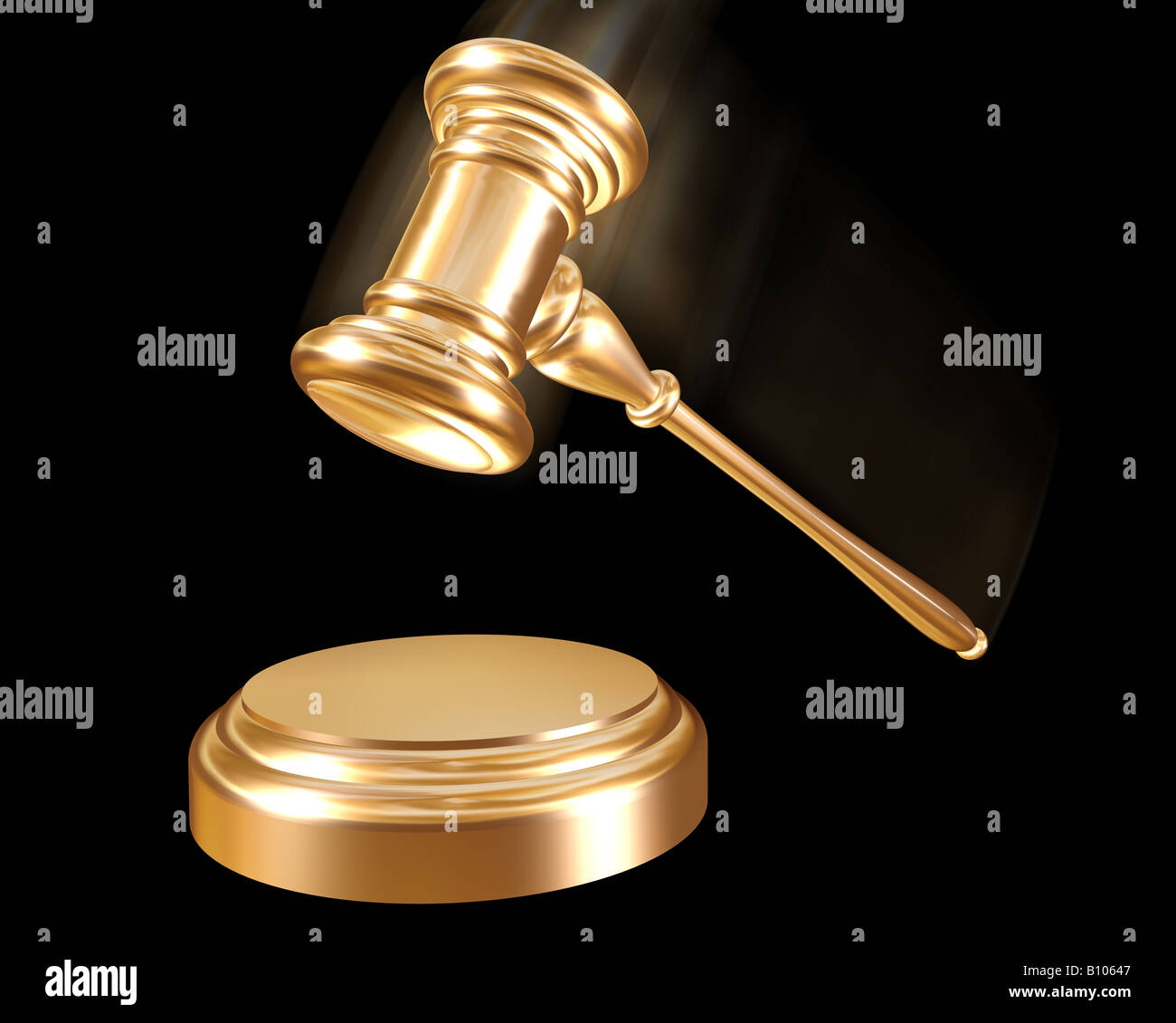 A golden gavel striking down on a block Stock Photo - Alamy