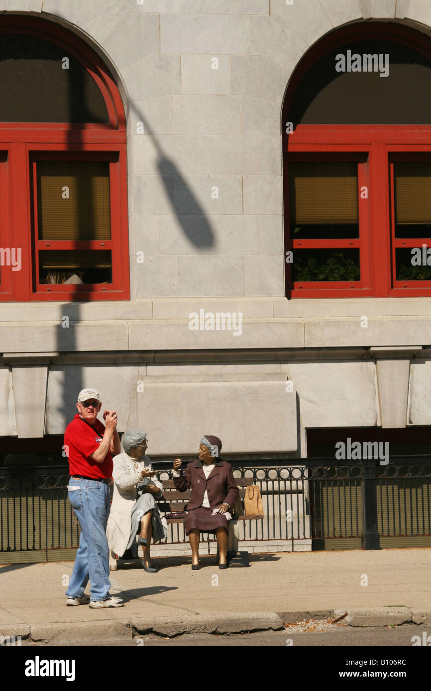 Man Approaching Sculpture named Crossing Paths by J Seward Johnson Jr ... Man Approaching Sculpture named Crossing Paths by J Seward Johnson Jr ...