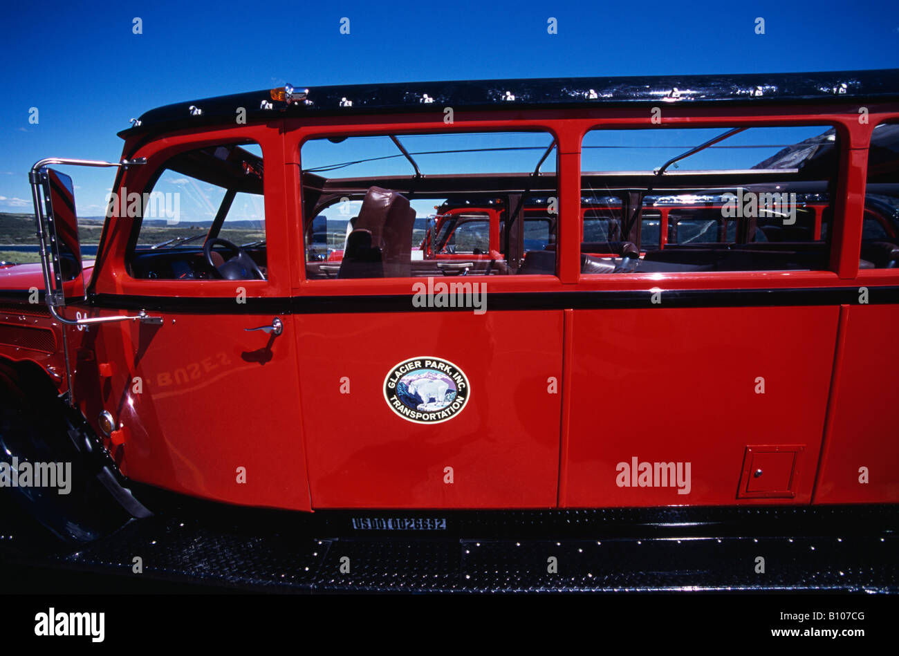 Old transportation vehicles for transporting tourists from Glacier ...