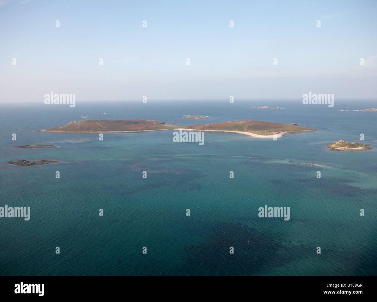 Aerial view of Samson island, Scilly Isles, UK Stock Photo - Alamy