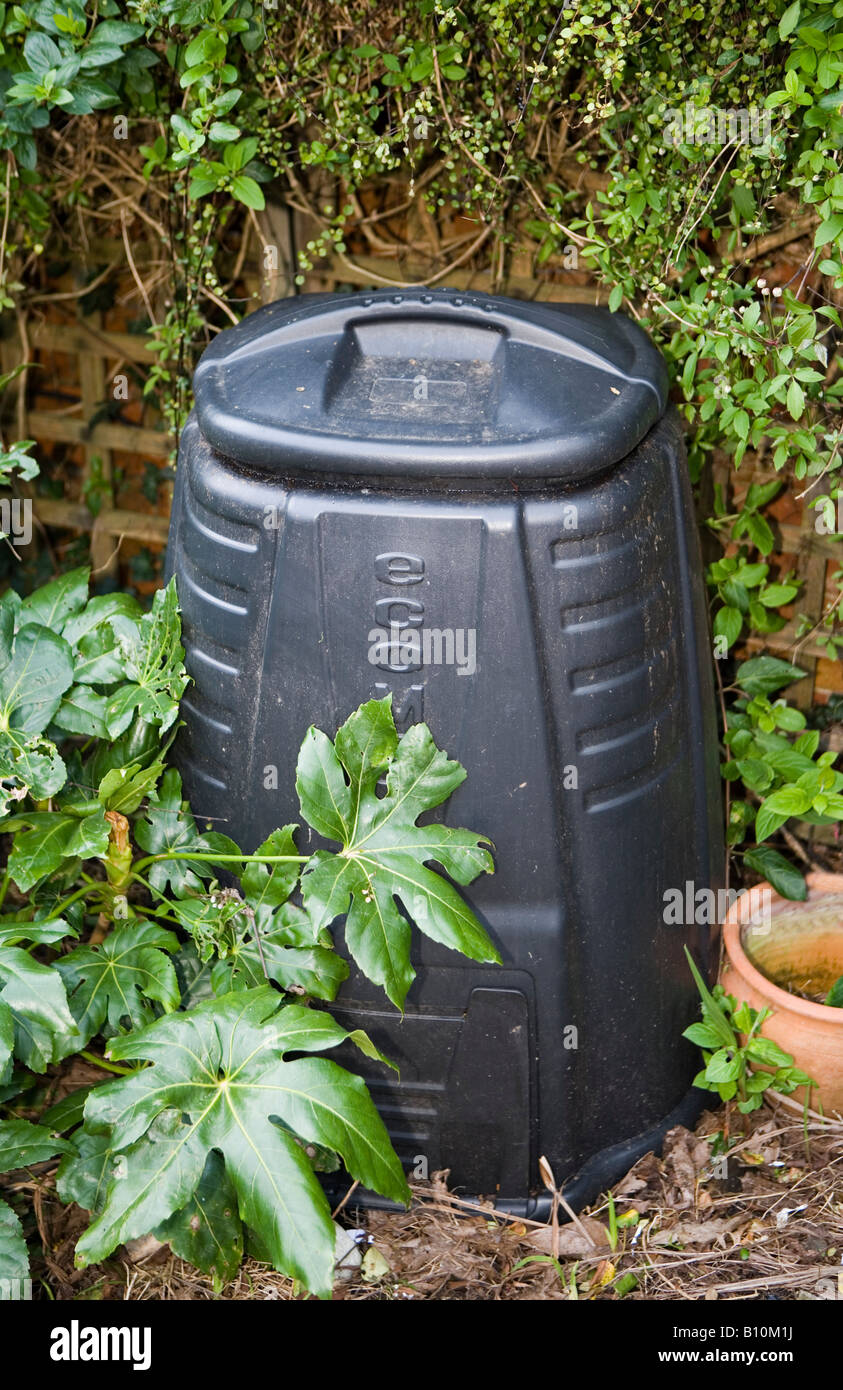 Compost bin in a UK garden Stock Photo - Alamy