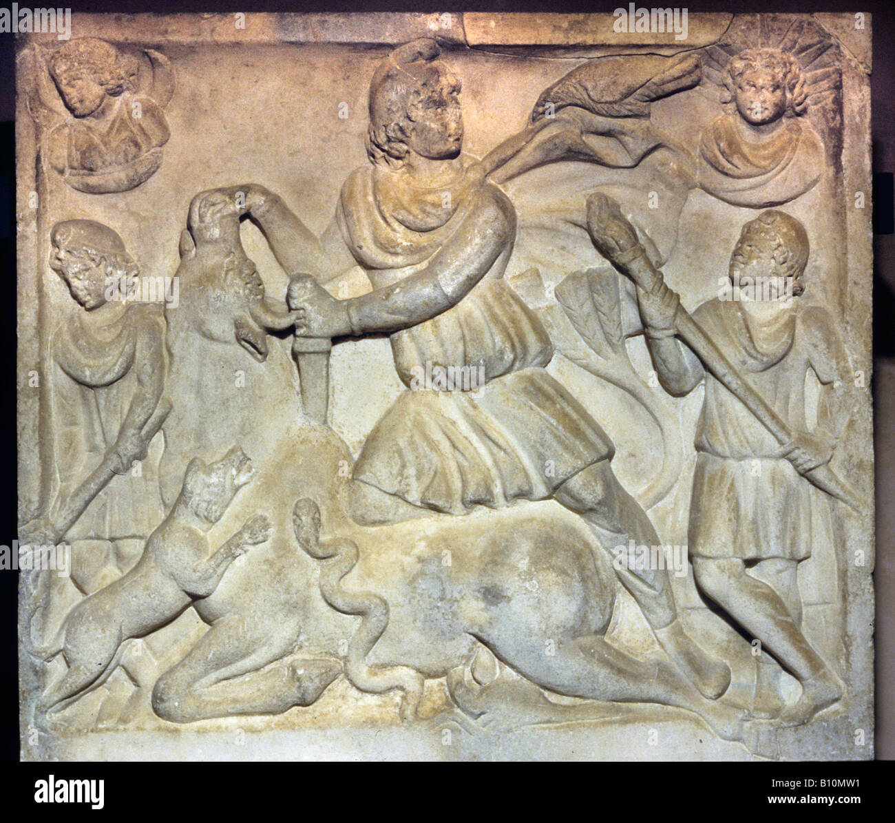 Mithras slaying the bull Roman relief Stock Photo - Alamy