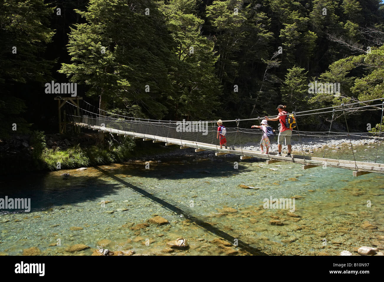 Swing Bridge across Caples River Caples and Greenstone Valleys near ...