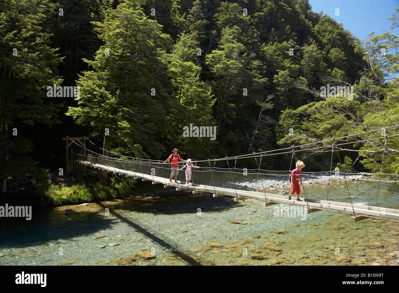 Swing Bridge across Caples River Caples and Greenstone Valleys near ...