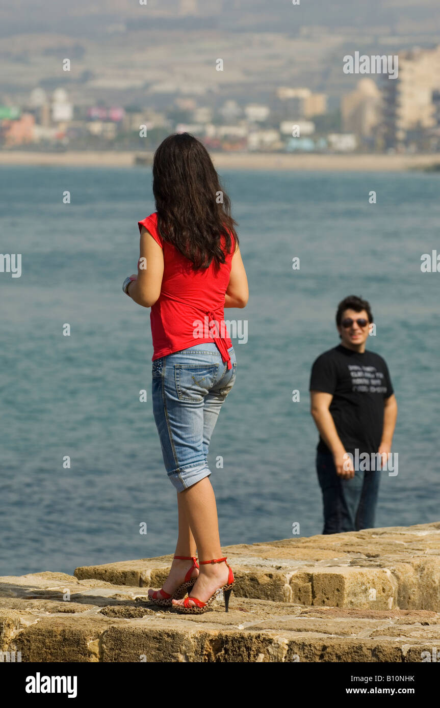 Woman looking at a man from a distance Stock Photo - Alamy