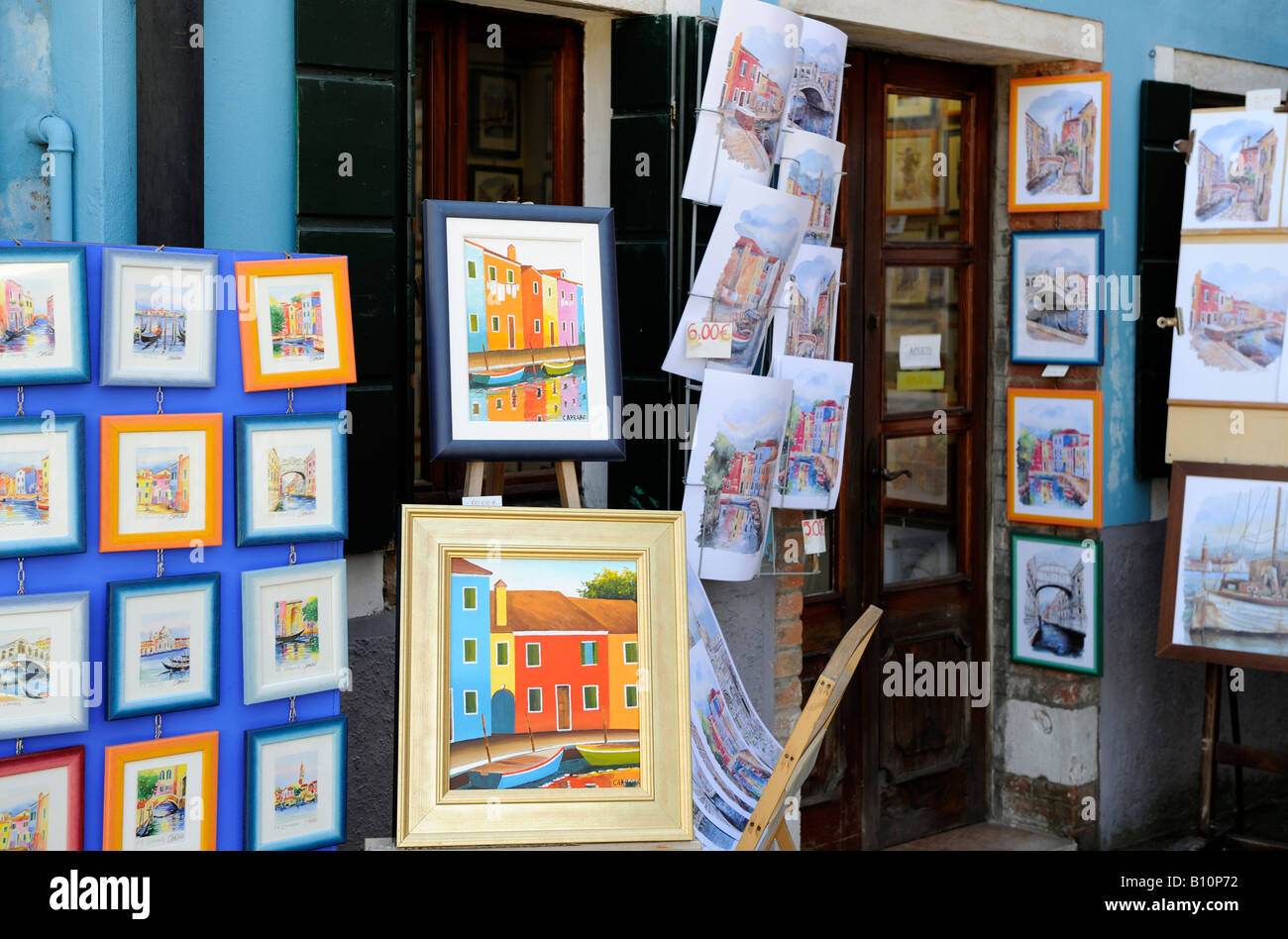 Europe Italy Venetia the typical painting shop of Burano island Stock ...