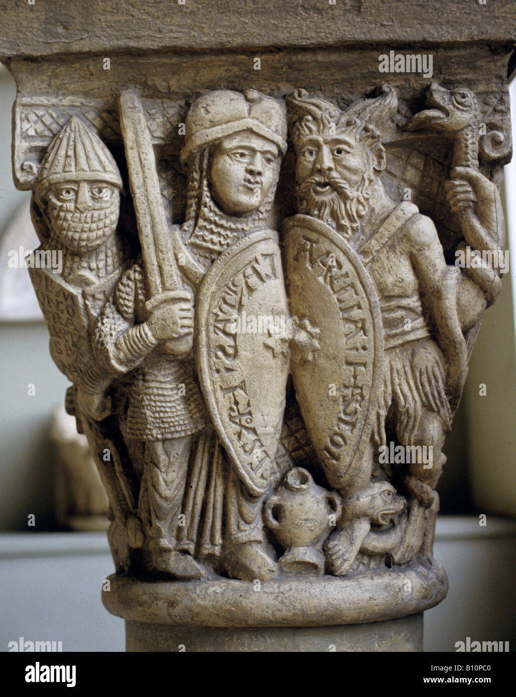 Crusaders relief column detail. Clermont Ferrand. 12th century. France ...