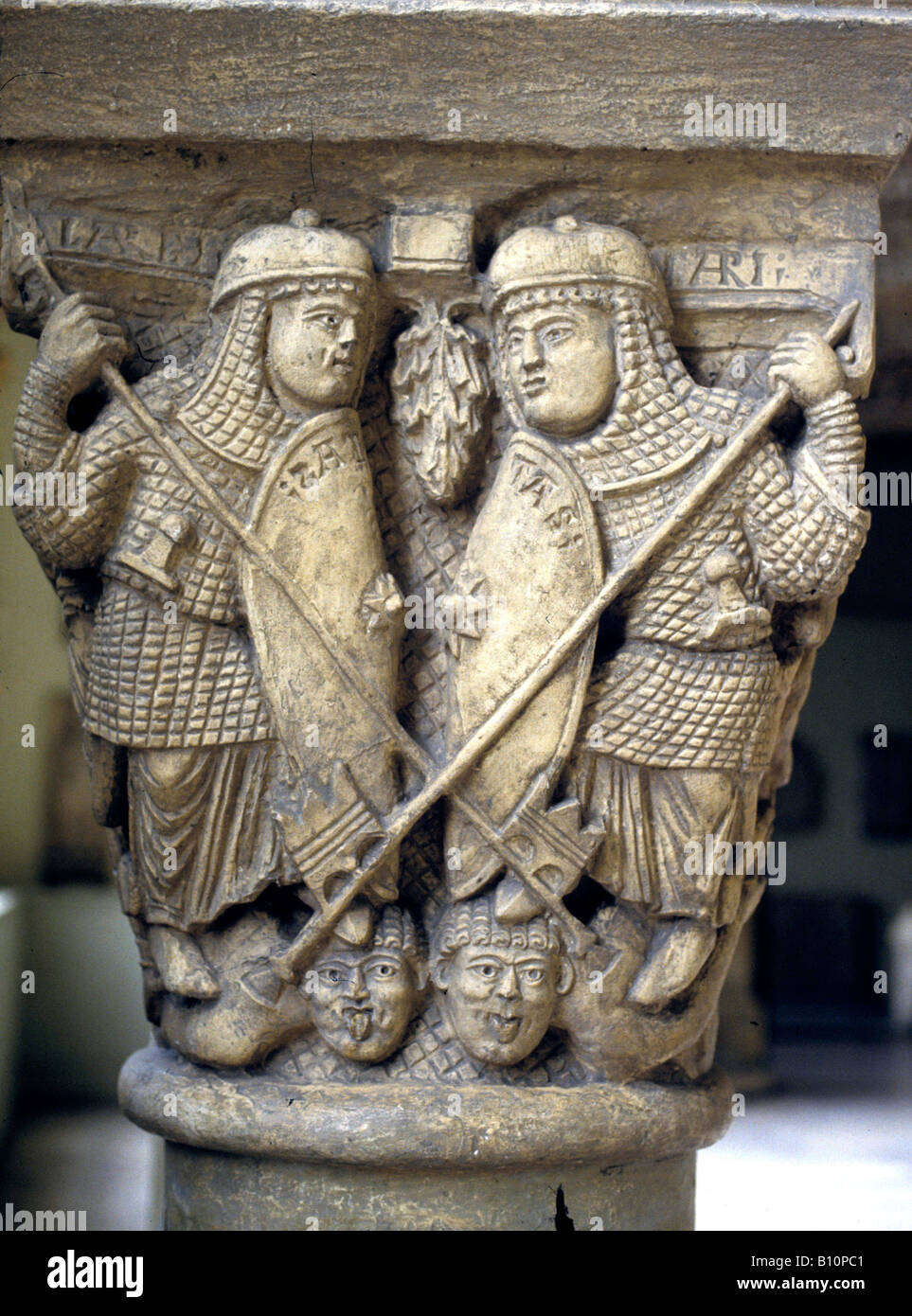 Crusaders relief column. detail. Clermont Ferrand 12th century, France ...
