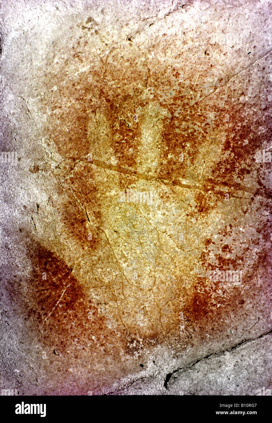 Hand cave painting. Magdalenian 15000 BC. Altamira. Spain Stock Photo ...