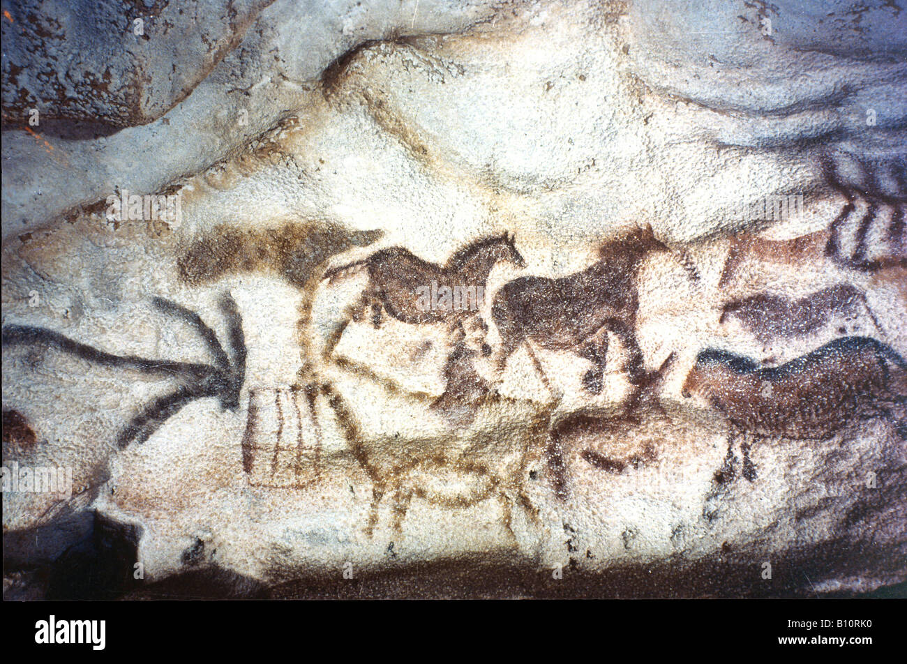 Lascaux cave painting Goats and horses Stock Photo - Alamy