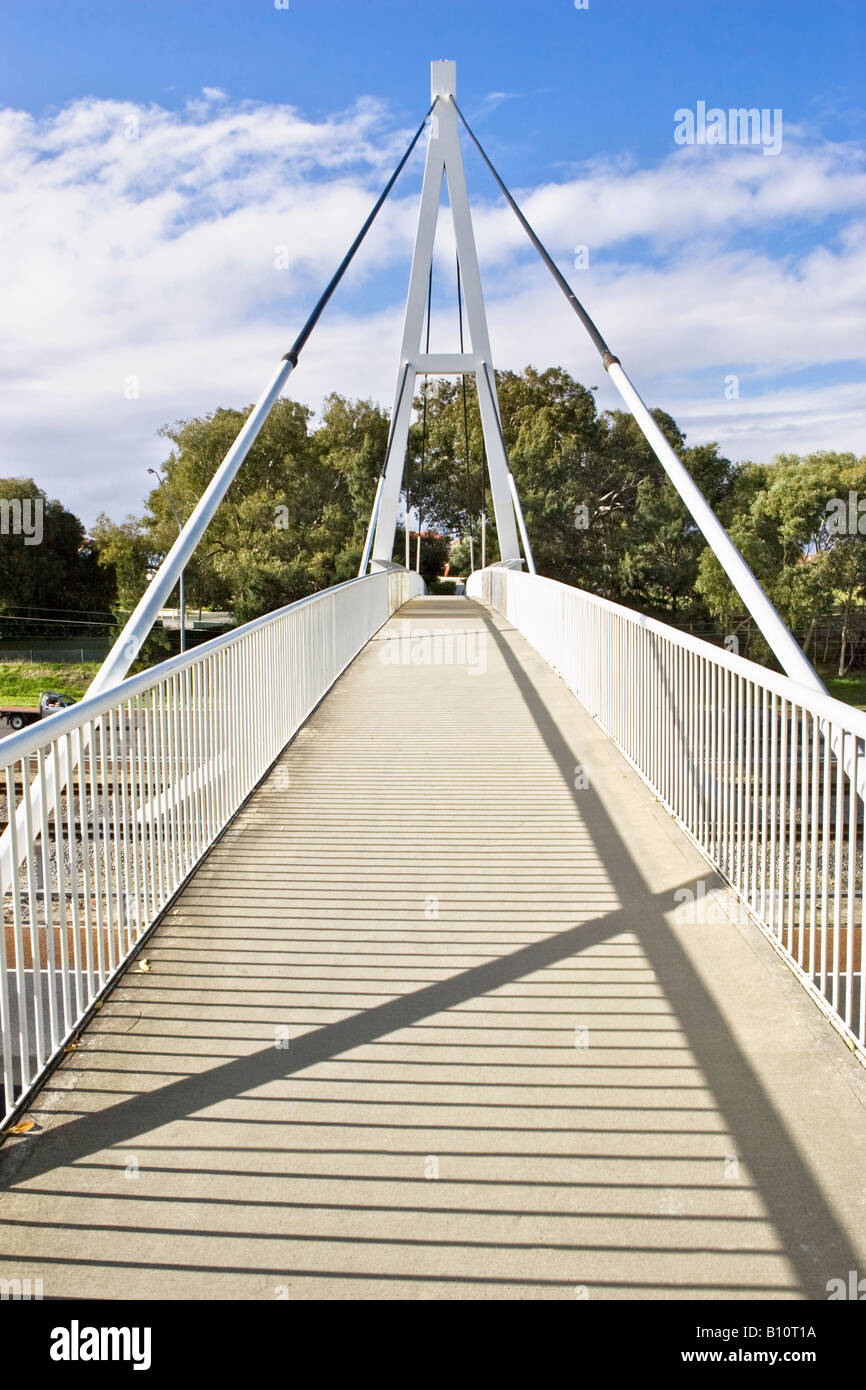 A suspension bridge footpath over a road Stock Photo - Alamy