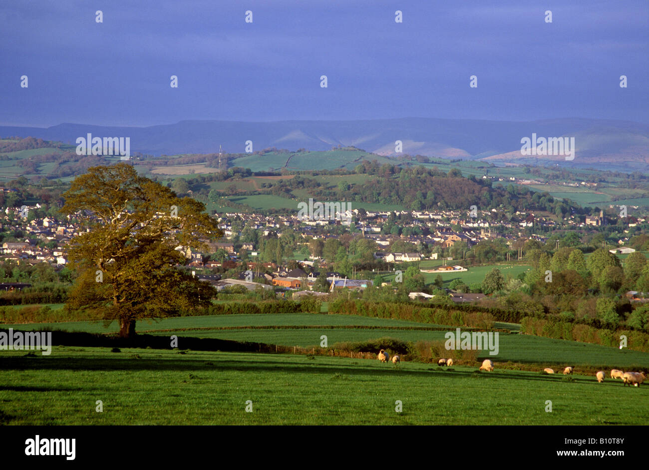 Evening view of Brecon in the Brecon Beacons National Park Stock Photo ...