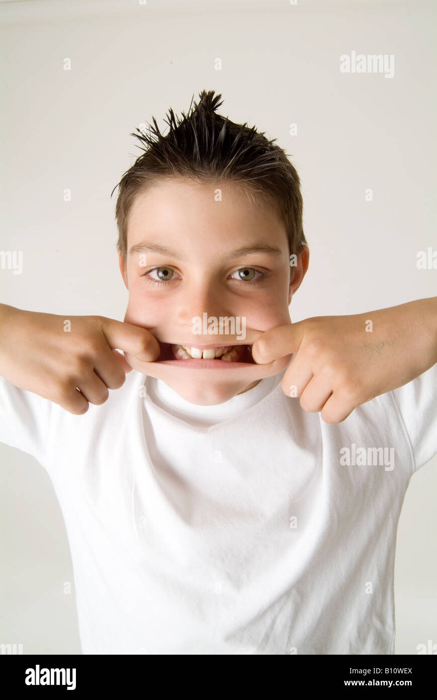 pulling faces ugly grotesque pull face expression fun funny Stock Photo ...