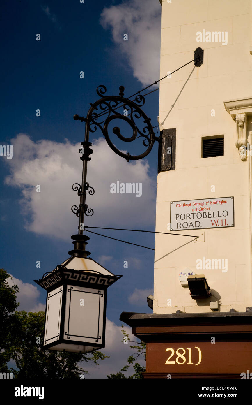Portobello Road Road Sign and wrought iron Lamppost London UK Stock ...