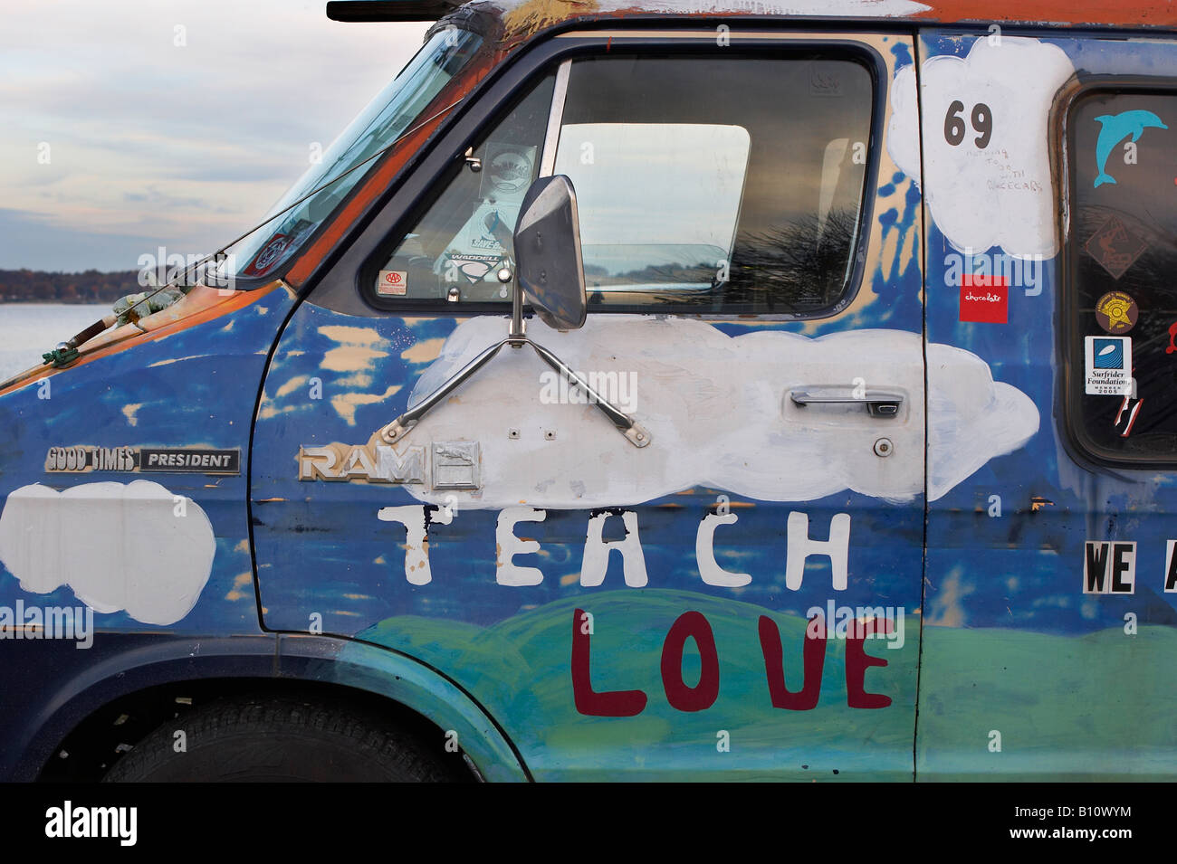 A beat up van with hand painting Stock Photo - Alamy